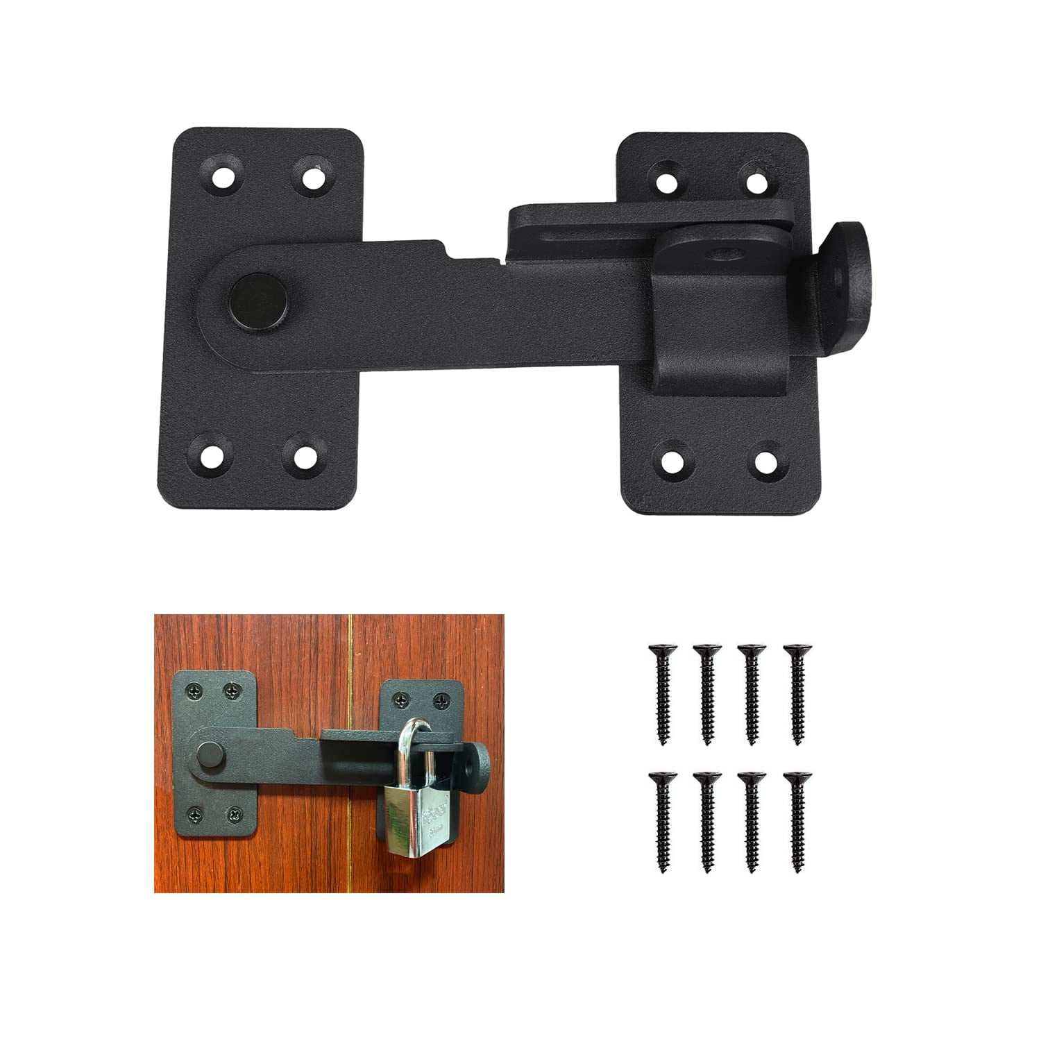 VANROUG Flip Latch Lock,90 Degre Heavy Duty Gate Latch with Padlock Hole,Safety Door Bolt Latch ...
