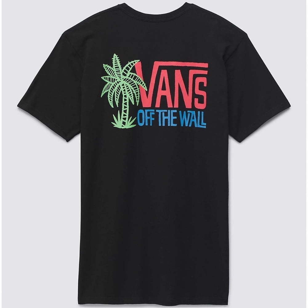 VANS Men's Palm Lines T-Shirt - Black Cotton with Bold Graphic Design ...