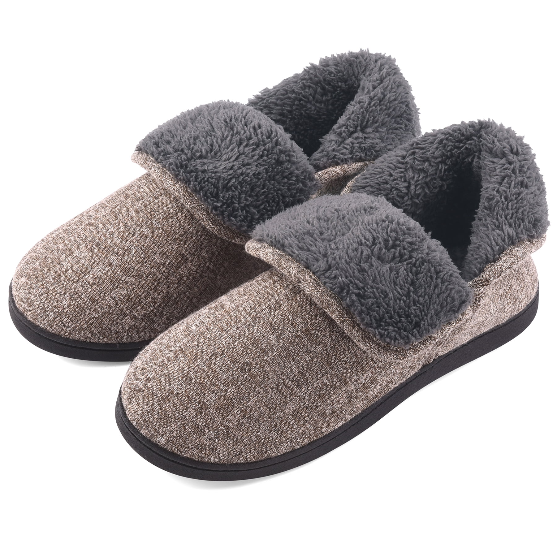 VANSARTO Mens Knit Bootie Slippers Comfy Casual Memory Foam Boot ...