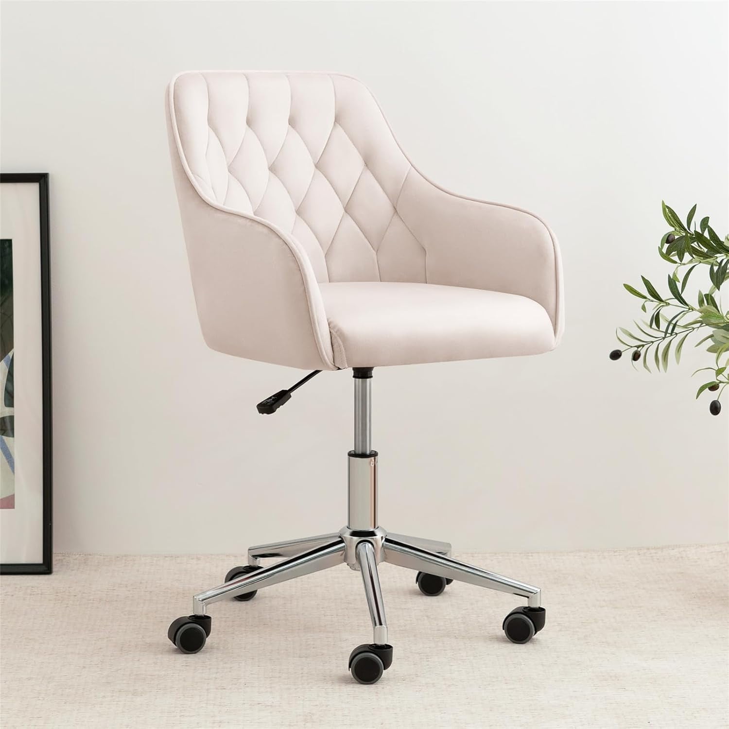 VANSPACE Velvet Office Chair Vanity Chair for Makeup with Wheels and ...