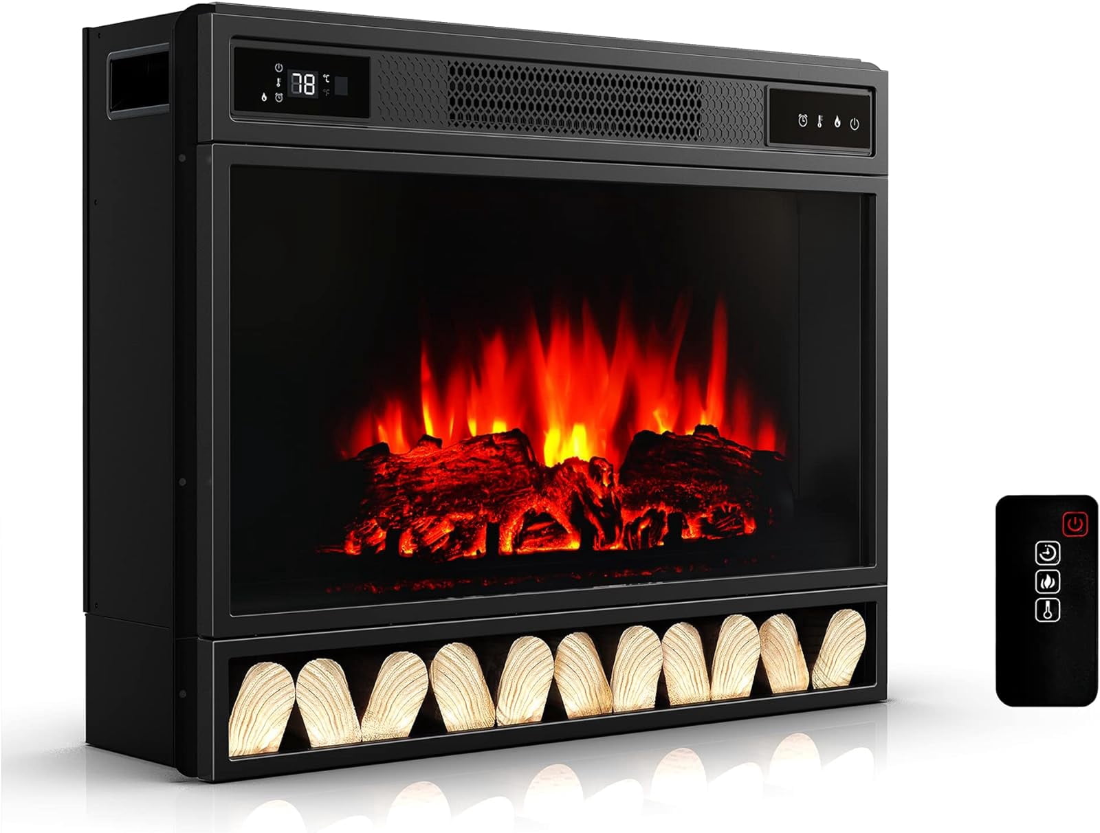 VANSTON 1400W Electric Fireplace, Plug-in, Remote, Timer, Child Lock ...