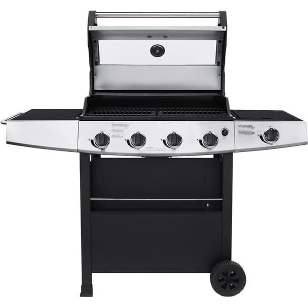 VANSTON 4-Burner Propane Gas Grill with Side Burner, Stainless Steel ...