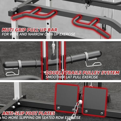 VANSWE Power Cage with LAT Pulldown Attachment, 1200-Pound Capacity ...