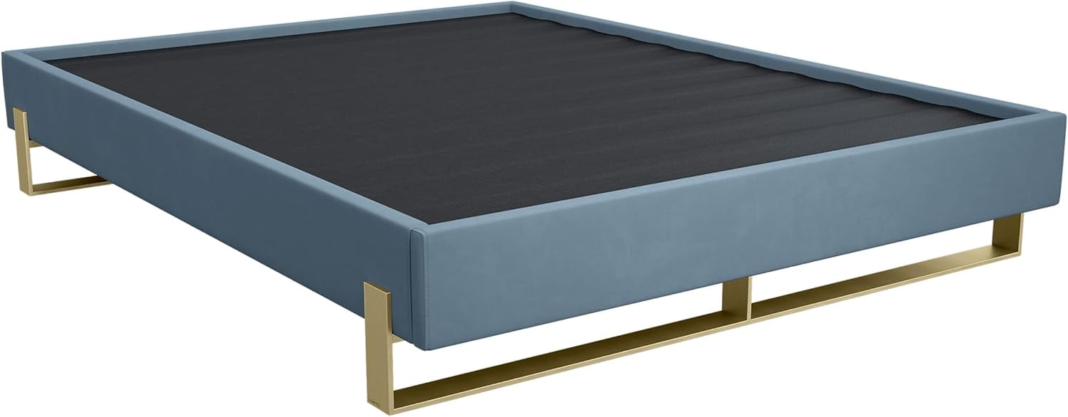 VANT Elevated Platform Bed - Burnished Brass - Queen Size - Micro Suede ...