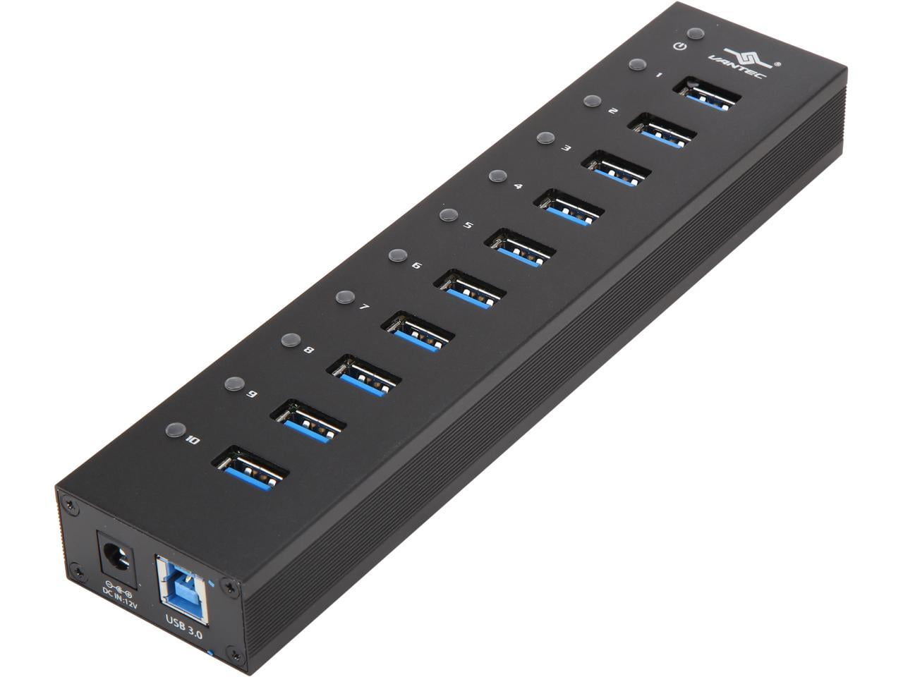 Vantec UGTAH110U3BK 10-Port USB 3.0 Aluminum Data & Charging Hub ...
