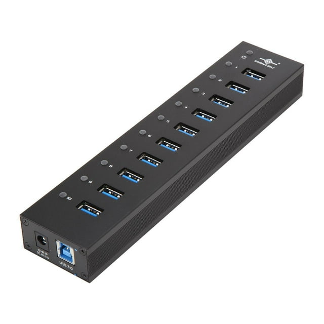 VANTEC UGT-AH110U3-BK 10-Port USB 3.0 Aluminum Hub with 12V/5A Premium ...