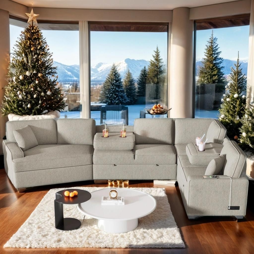 VANTOUL Artsy 126" L-shaped Sofa Sectional Sofa Couch Pull-out Sofa Bed ...