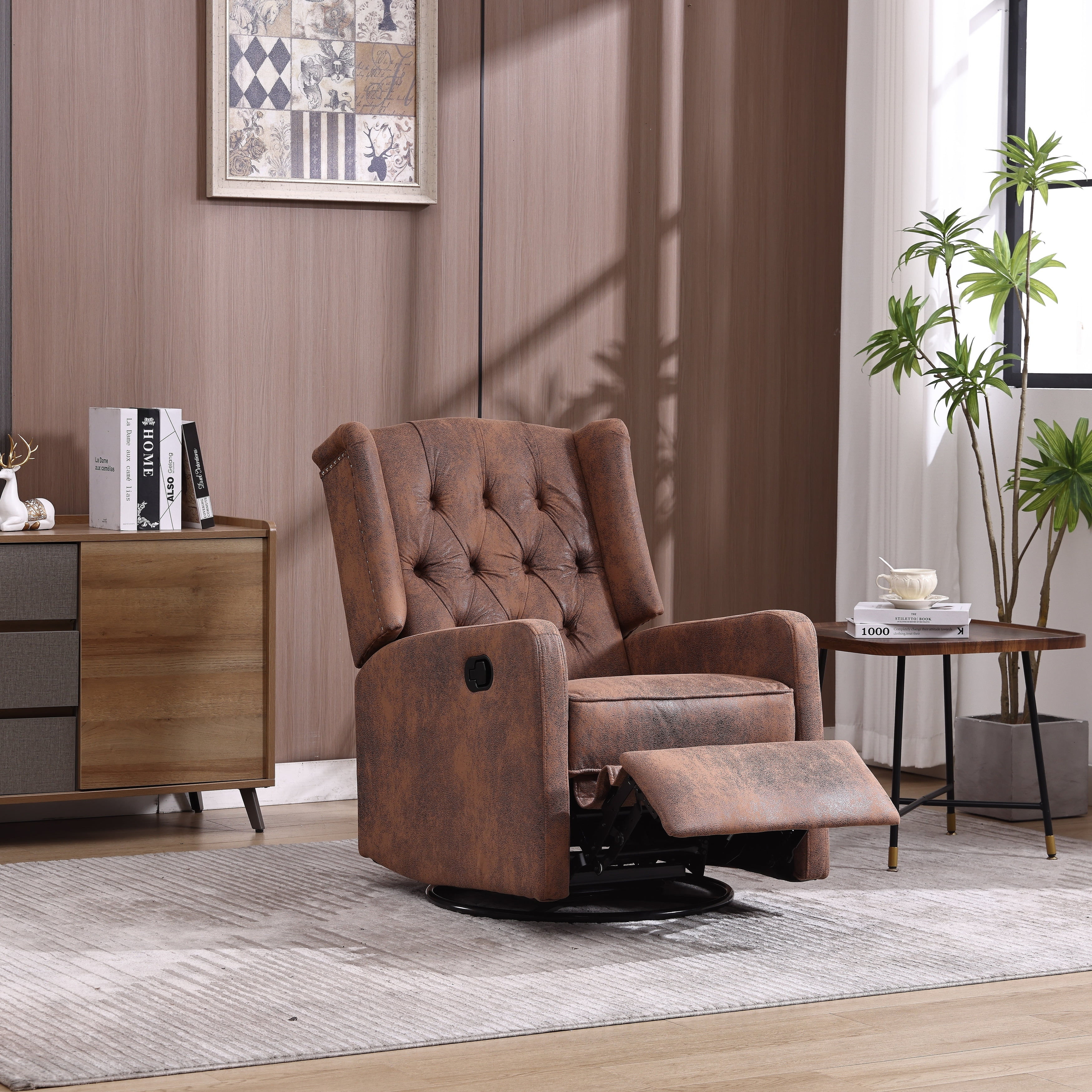 VANTOUL Modern Small 360 Degree Swivel Nursery Rocking Chair Glider ...