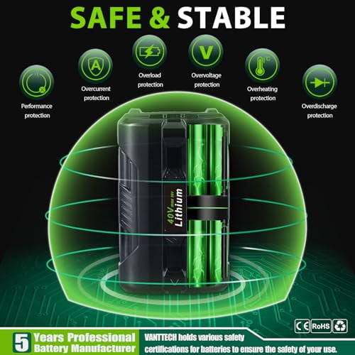 VANTTECH OP4040 40V 6.0Ah Lithium-ion Battery Replacement for Ryobi 40V ...