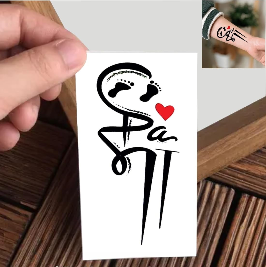 VANVATI Maa And Paa With Foot Heart Tattoo Temporary Tattoo Sticker For ...