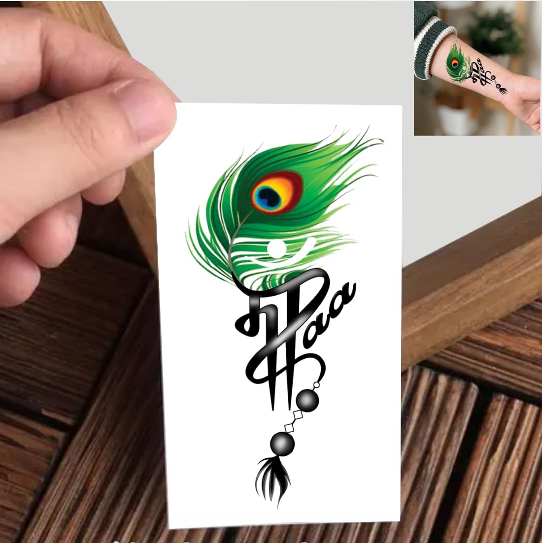 VANVATI Maa Paa With Feather With Rudra Temporary Tattoo Sticker For ...