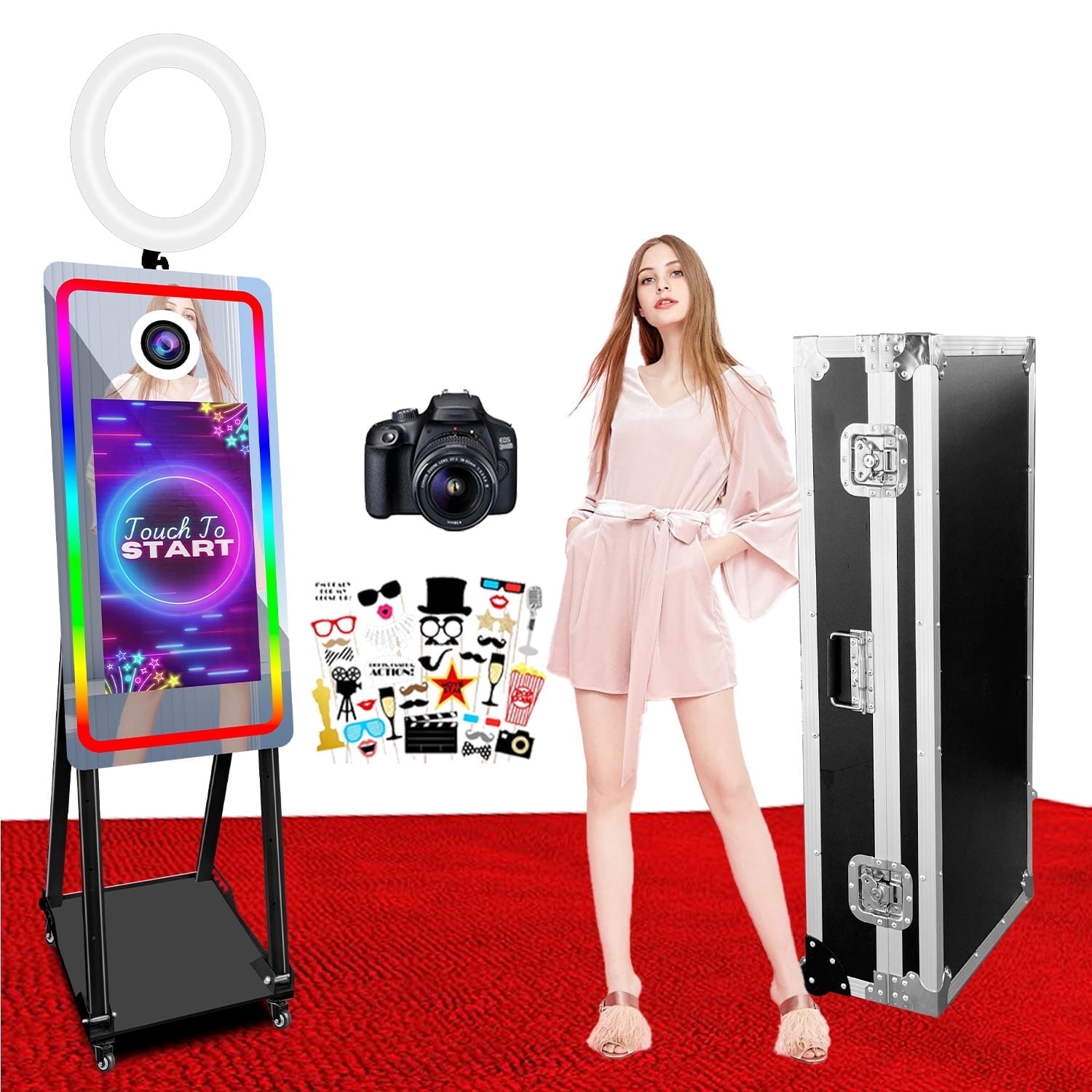 VANYA Magic Mirror Photo Booth Portable Selfie Machine Built-in Mini PC 21.5 inch Touch Screen ...