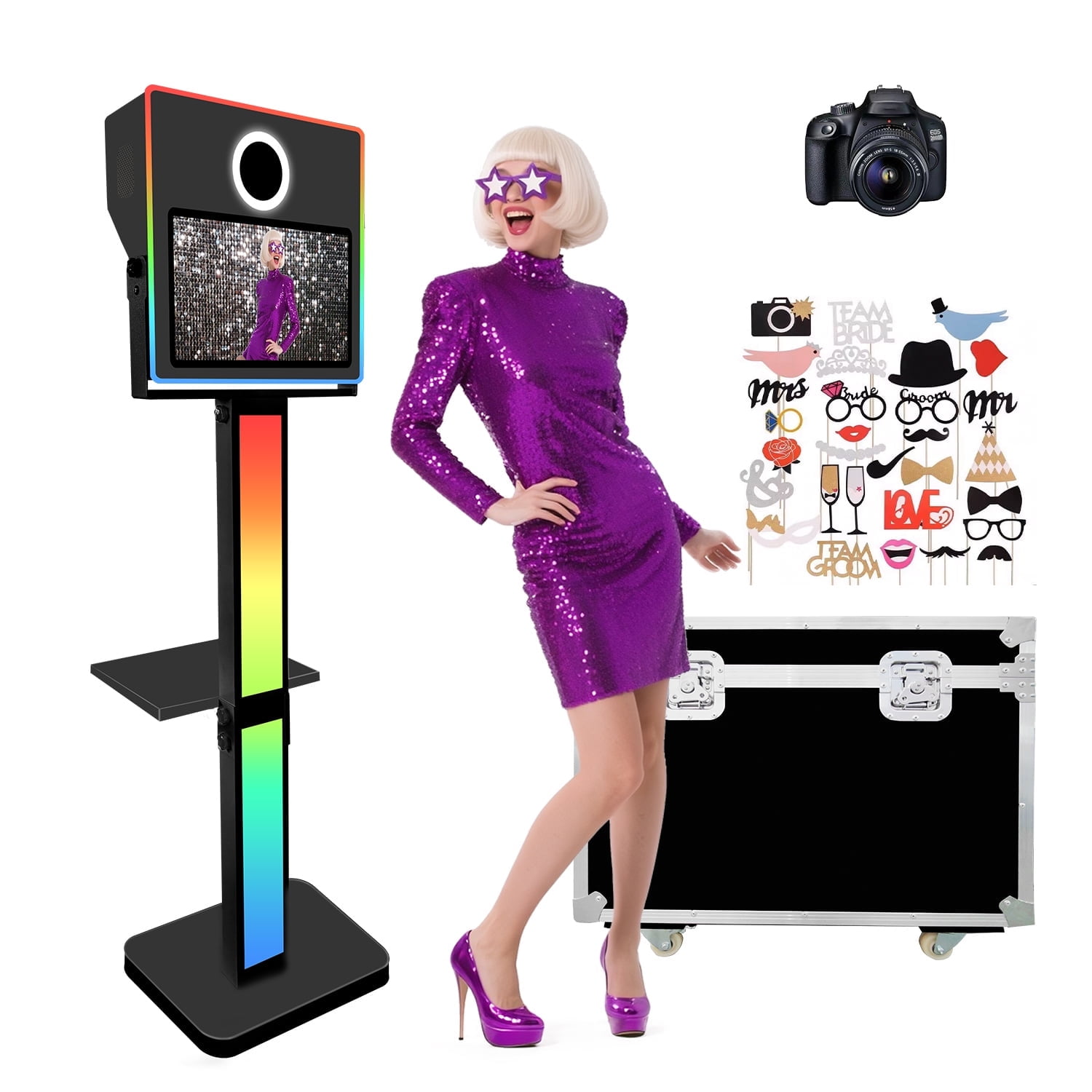 VANYA Photo Booth 15.6 in Touch Screen Portable Selfie Machine DSLR ...