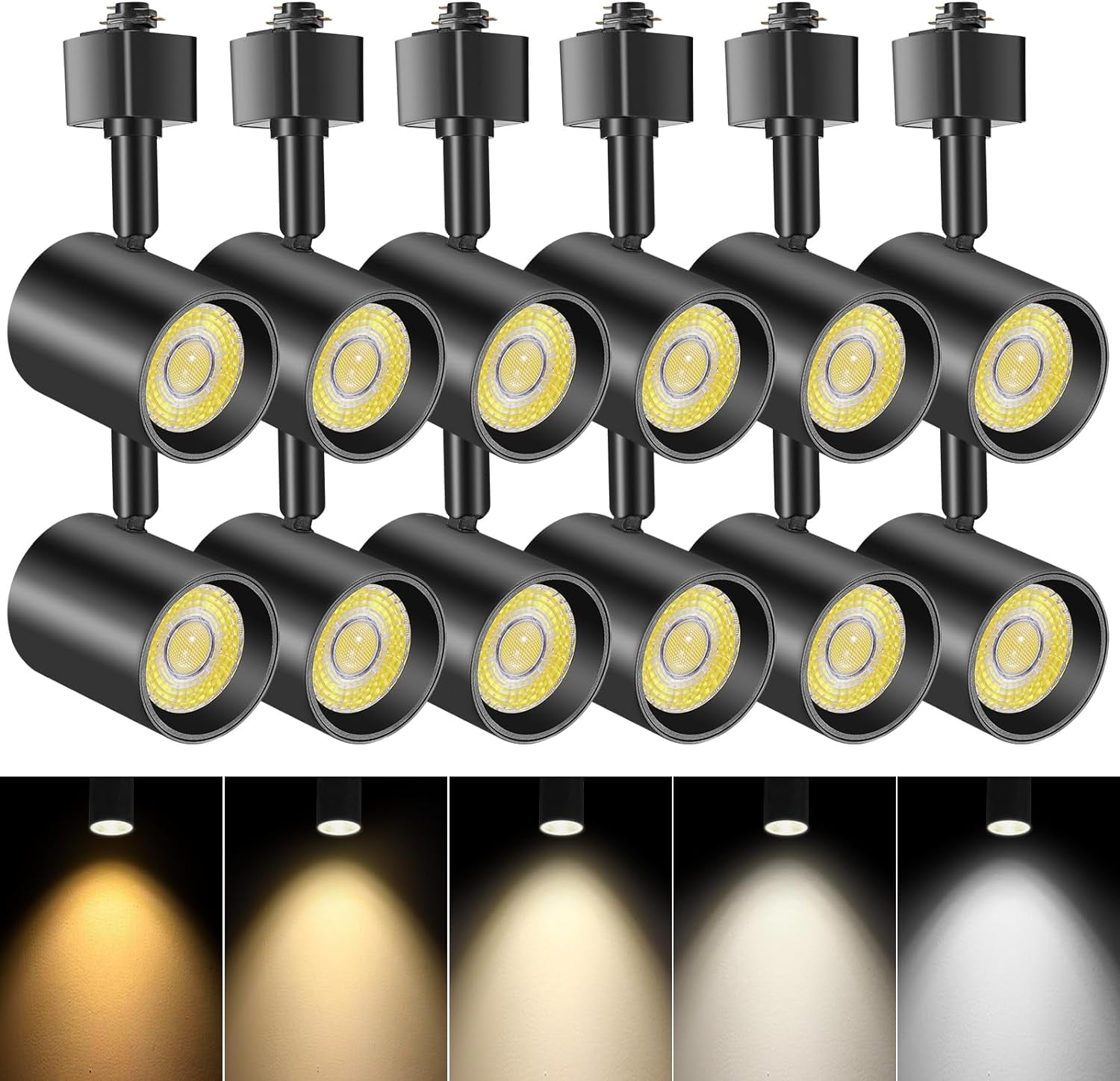 VANoopee 12 Pack 5-Color LED Track Lighting Heads H Type Track Light ...