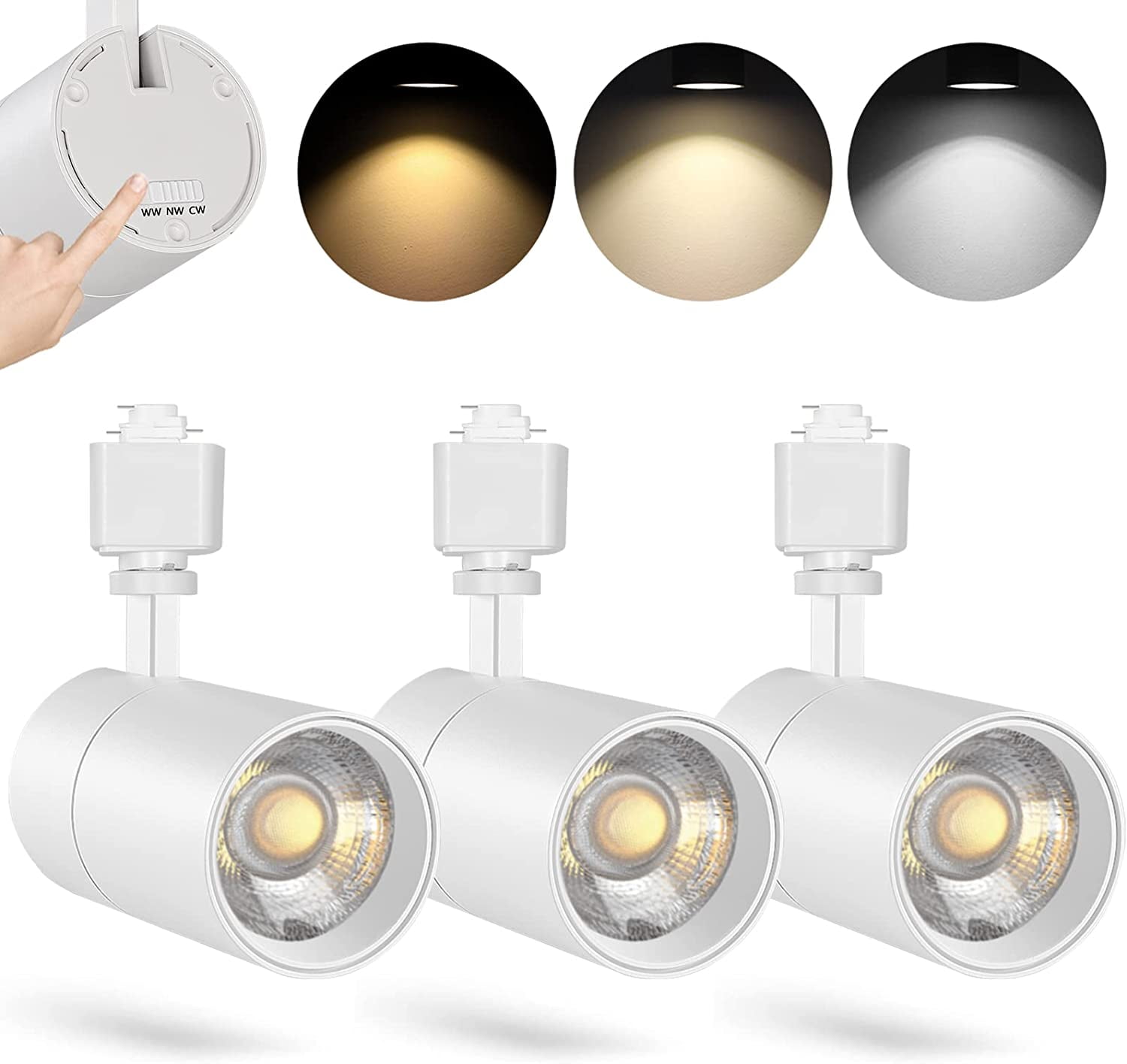 VANoopee 3-Color in 1 20W H Track Lighting Heads Dimmable Flicker Free ...