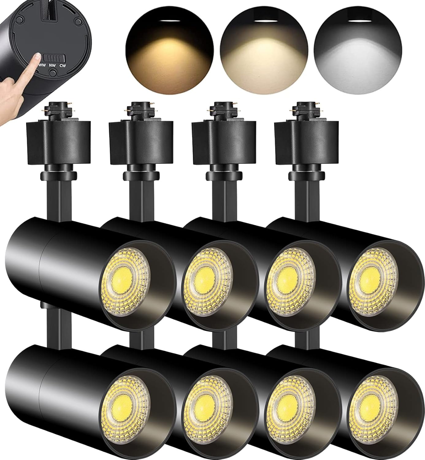 VANoopee 3-Color 10W H Track Lighting Heads Dimmable LED Track Light ...