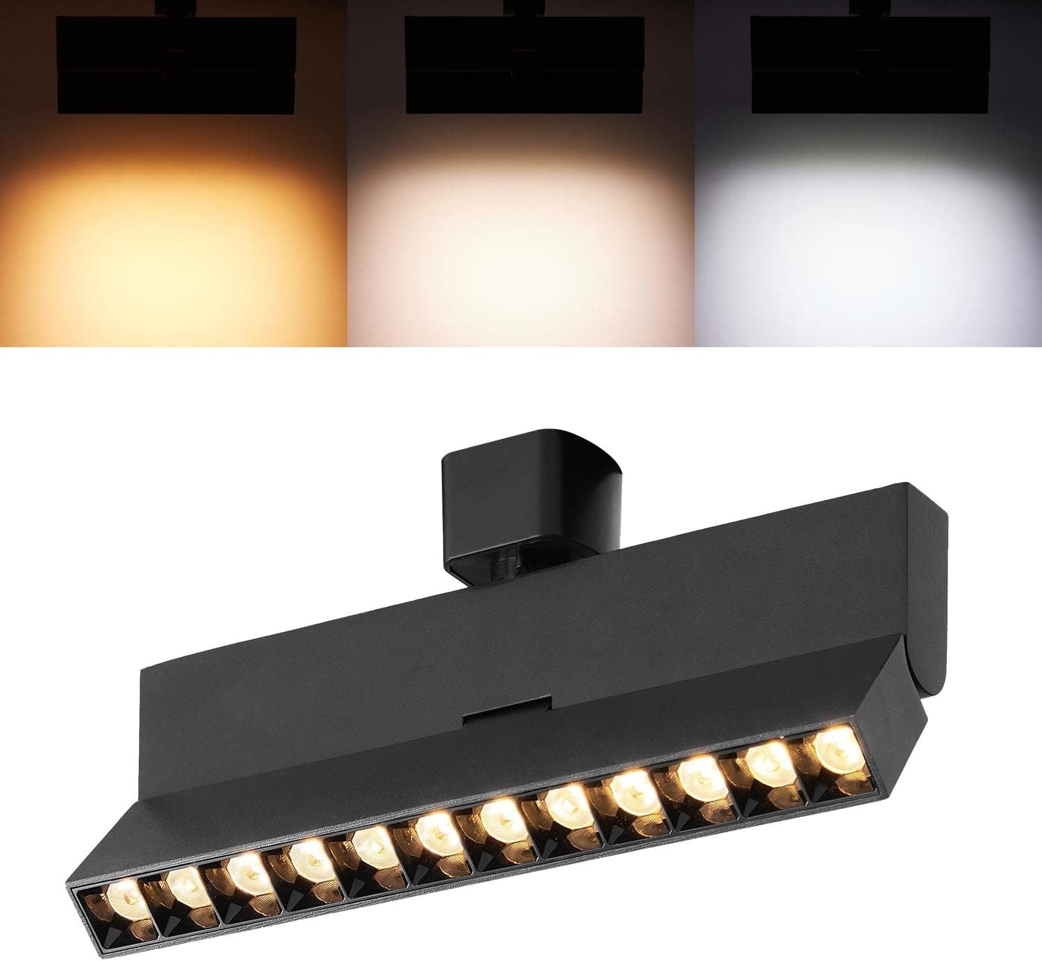 VANoopee 3-Color Dimmable LED Track Lighting Heads H Type Bright Track ...