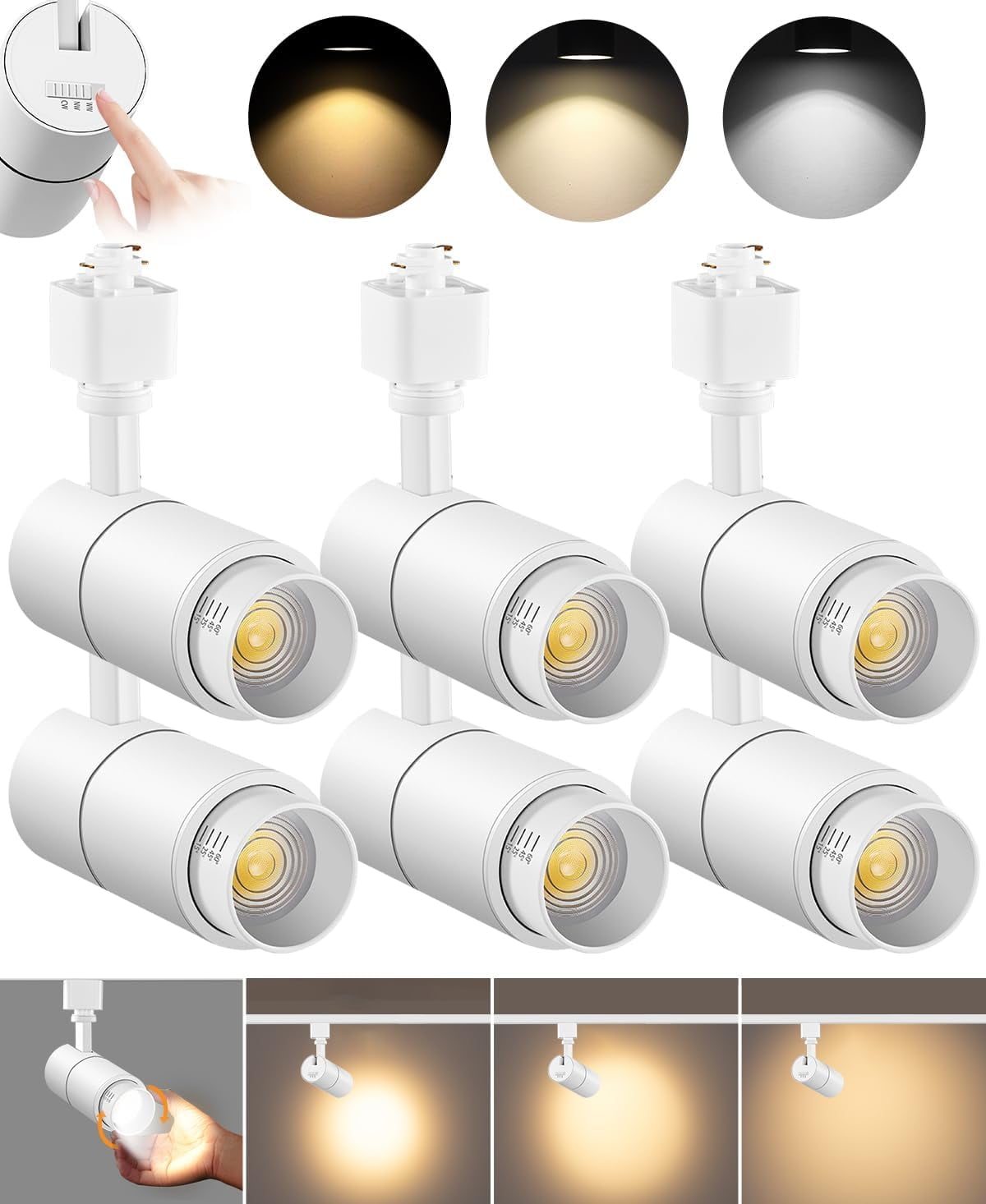 VANoopee 3-Color Zoomable 10W LED Track Lighting Heads H Type Track ...