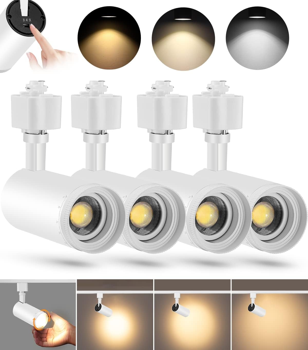 VANoopee 3-Color Zoomable LED Track Lighting Heads H Type Track Light ...
