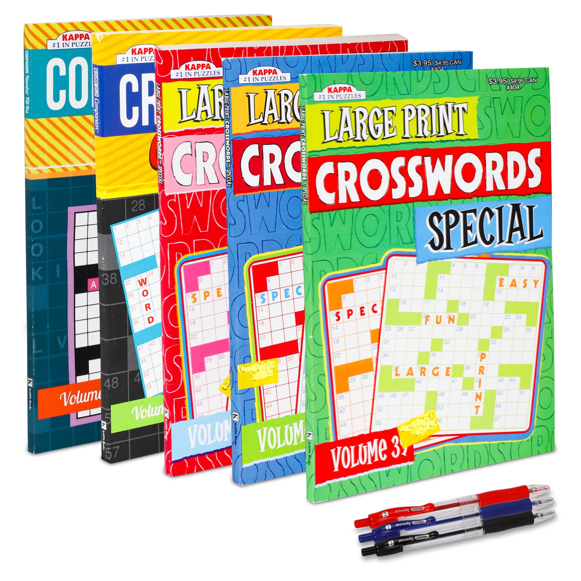 Variety Savings 5-Pack 450+ Travel-Size Crosswords, Large Print ...