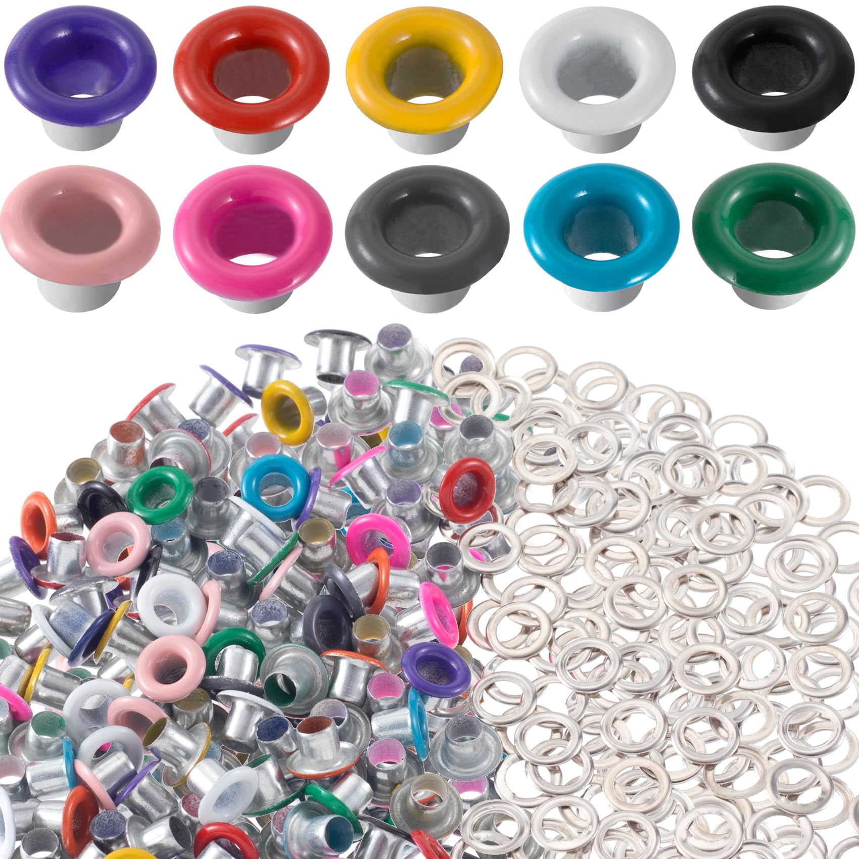 VARMDUKKE 120 Sets 3mm Metal Eyelets, 12 Colors Eyelets Grommets Kit ...