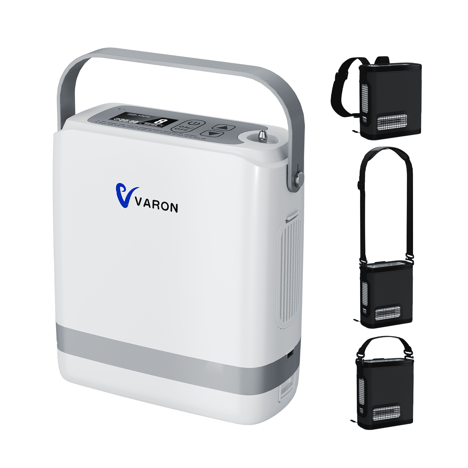 VARON Portable 93%& 1-8Level Travel use Machine OxyGenerator tube,AC/DC ...