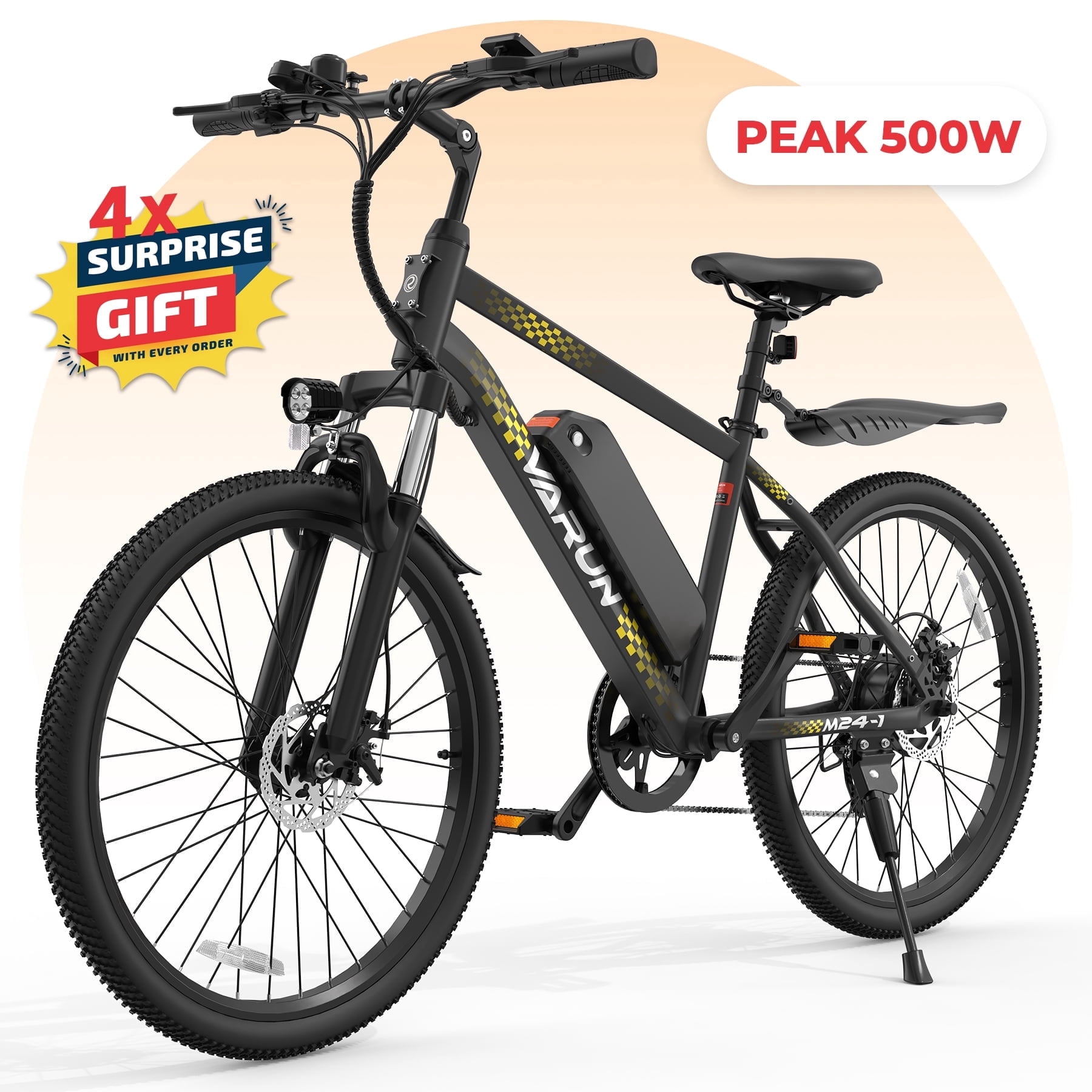 VARUN 24" Electric Bike for Adults, 350W Motor, 20MPH, 36V Removable ...