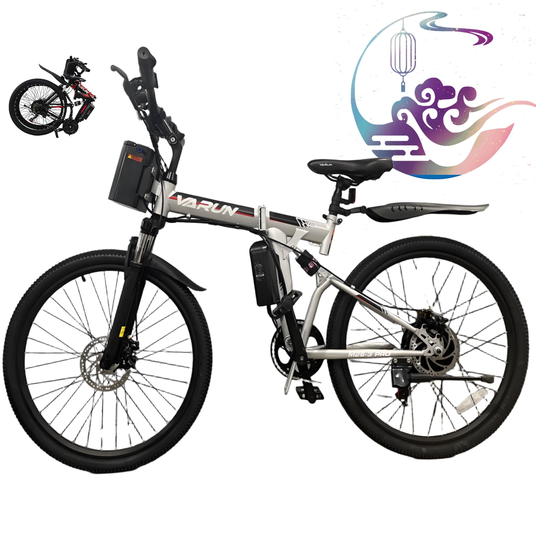 VARUN Electric Bike for Adults, 26" Foldable E-Bike with Peak 750W Motor, 48V 374.4Wh Removable ...