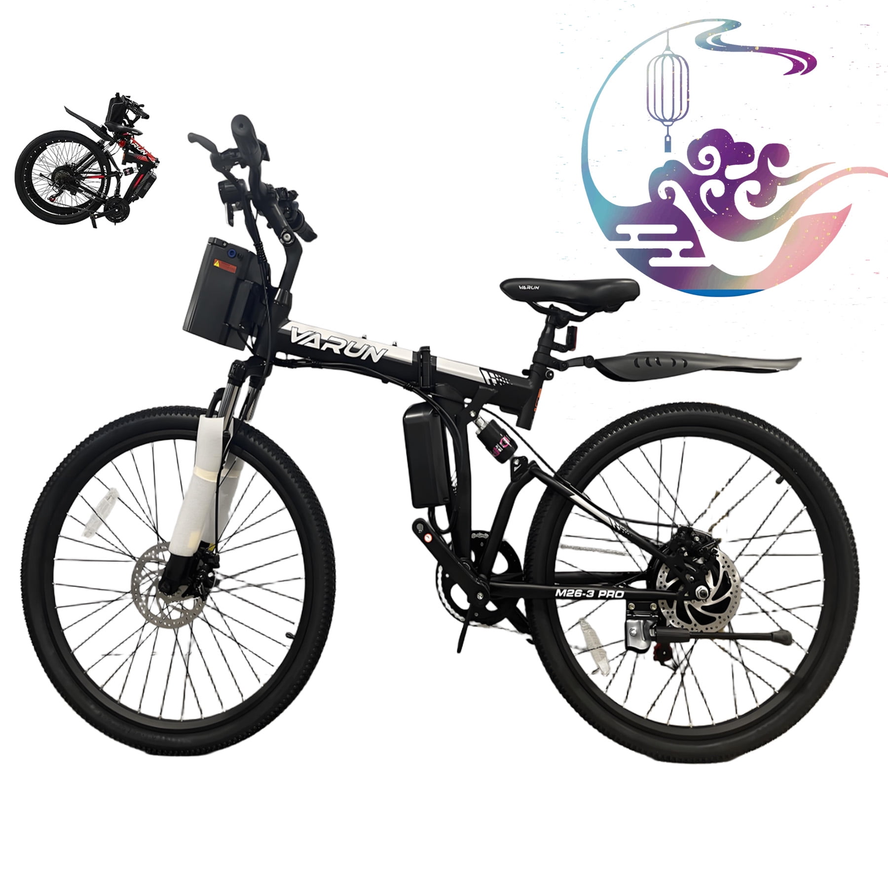 VARUN Electric Bike for Adults, 26" Foldable E-Bike with Peak 750W Motor, 48V 374.4Wh Removable ...