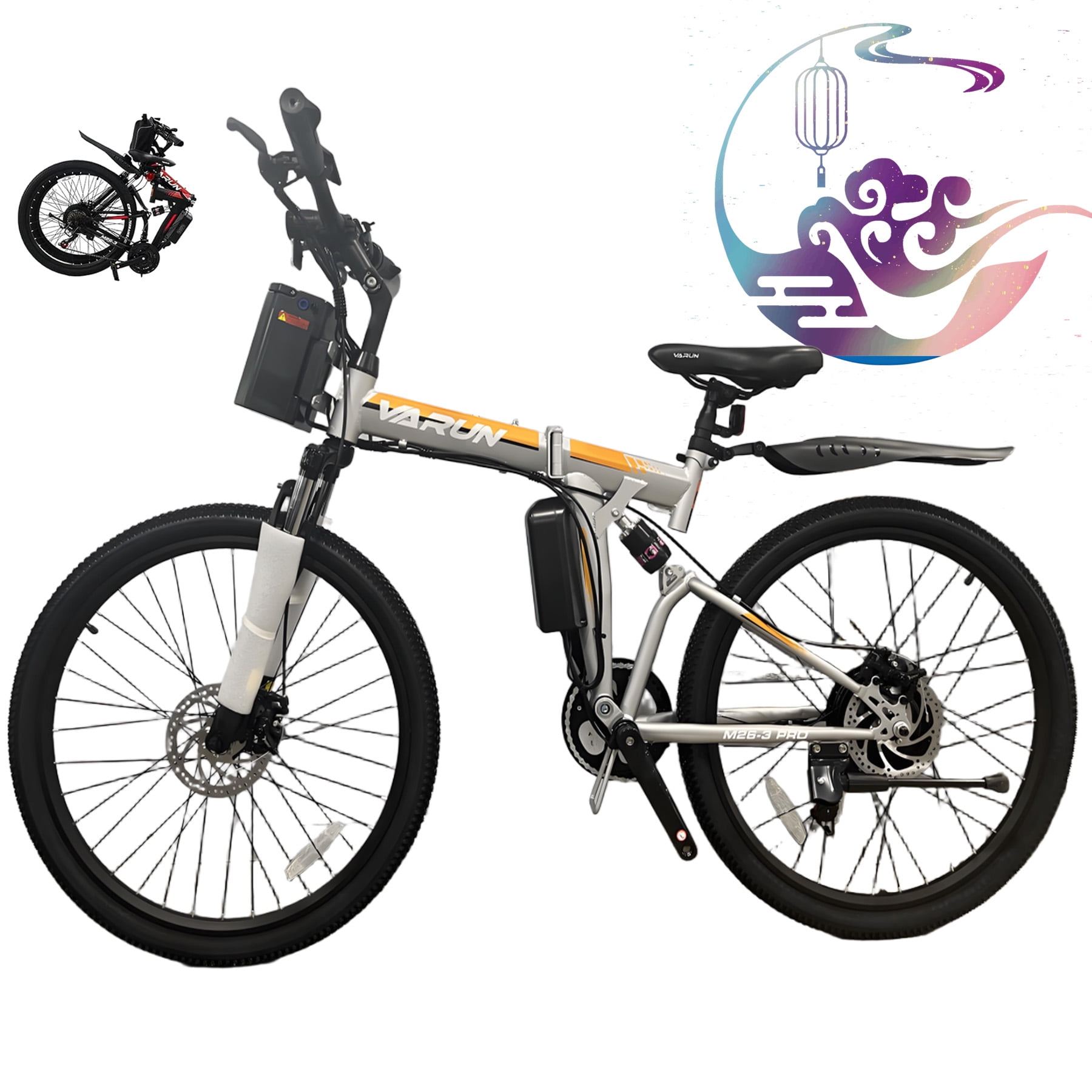 VARUN Electric Bike for Adults, 26" Foldable E-Bike with Peak 750W Motor, 48V 374.4Wh Removable ...