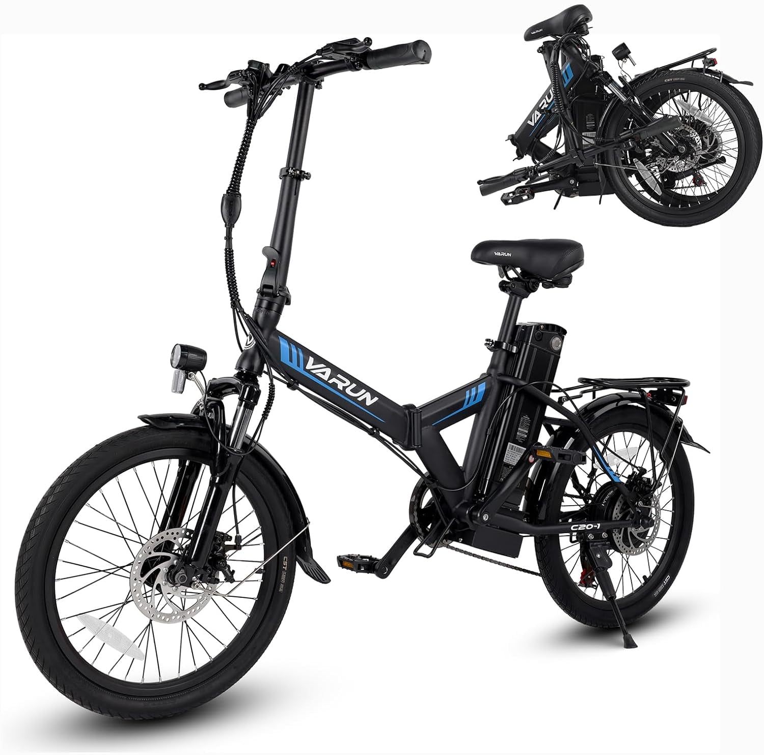 VARUN Electric Bike - Peak 750W Folding Ebike for Adults Up to 40 Miles 20MPH, 48V Removable ...