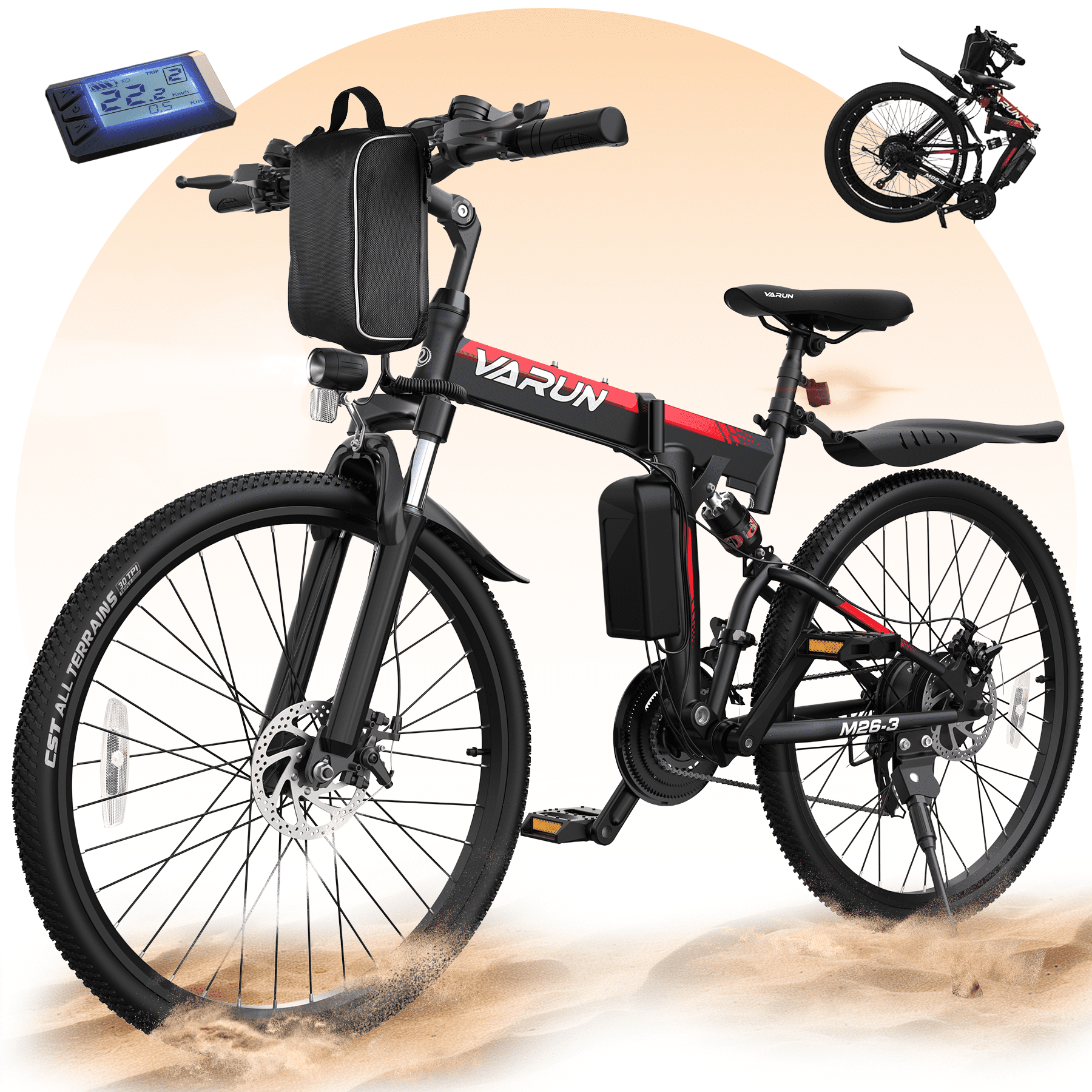 VARUN Folding Electric Bike - 500W Motor, 48V Battery, 21-Speed, Dual ...