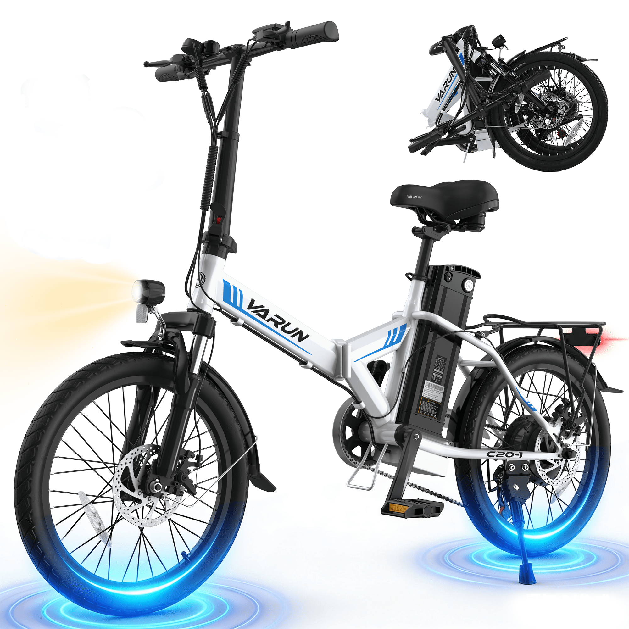 VARUN Electric Bike, 20" Folding EBike for Adults Teens, Peak 750W 48V ...