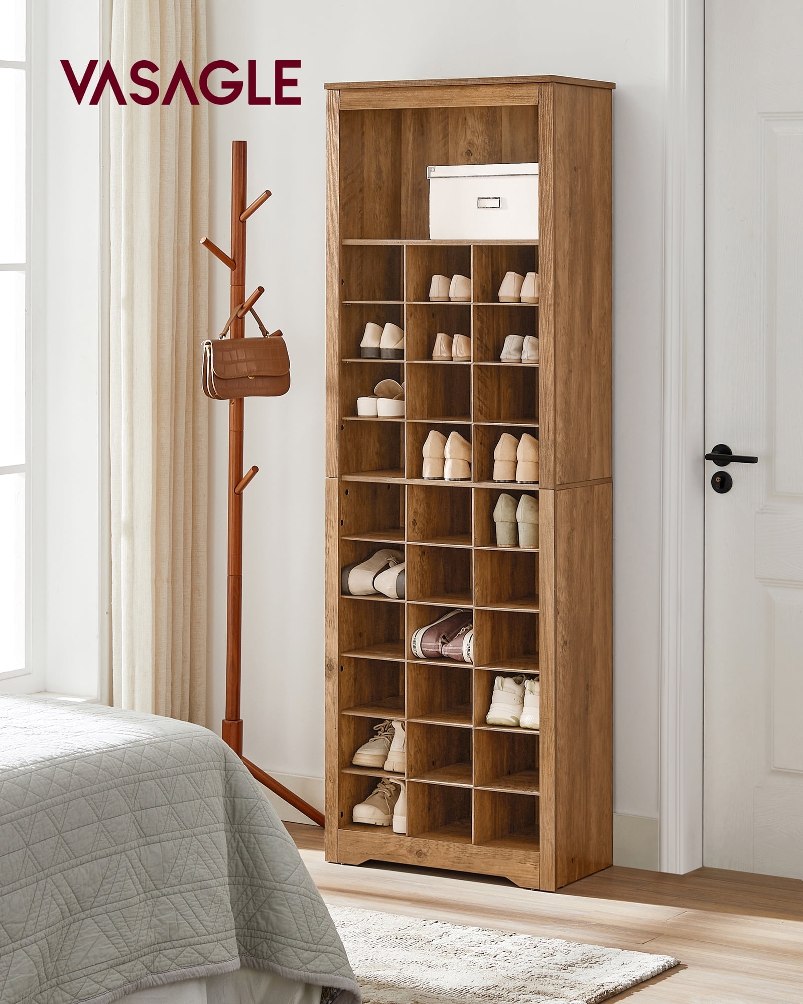 VASAGLE 10-Tier Shoe Storage Cabinet, Holds 30 Pairs, Space-Saving Shoe ...