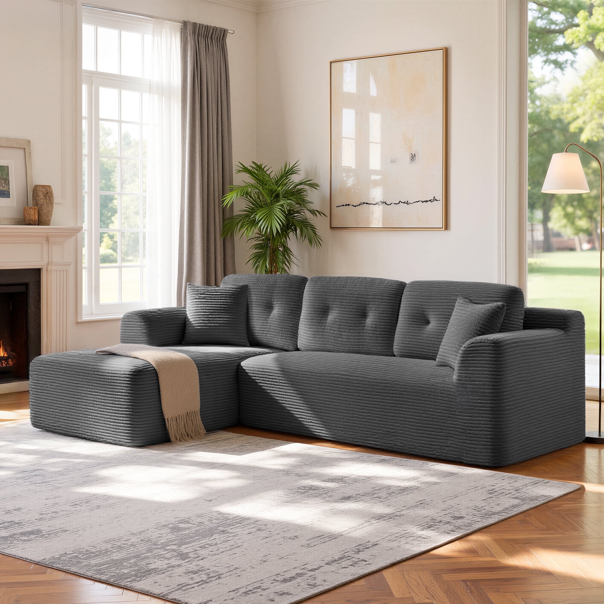 VASAGLE 108.3 Inches Boneless Couch with Chaise, Modular Sectional Sofa ...