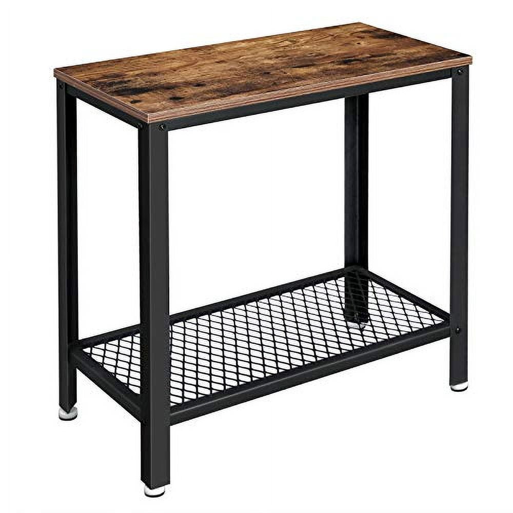 VASAGLE 2-Tier Narrow Side End Table for Couch, Rustic Sofa Printer ...