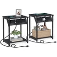 3-Tier End Table with Charging Station Side Table with USB Ports and ...