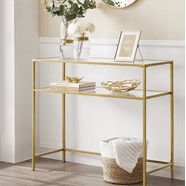 Mainstays Contemporary Tempered Glass and Metal Console Table, Gold ...