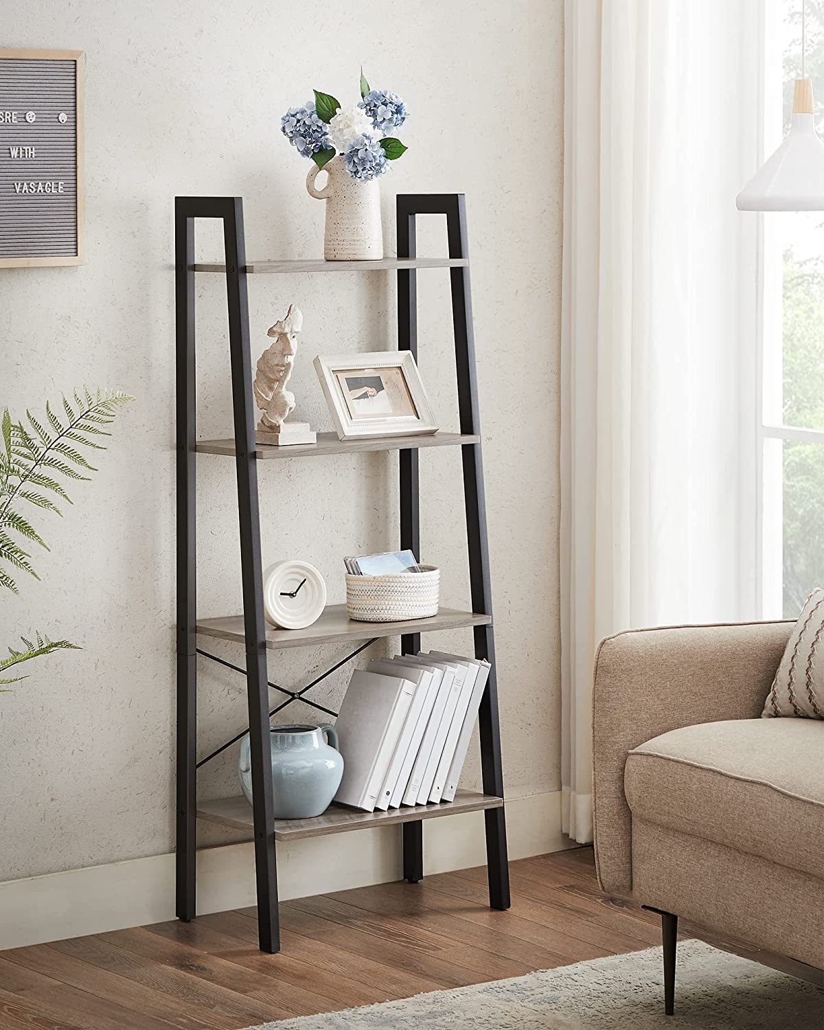 Costway 4-Tier Ladder Style Open Wood Bookshelf for Home Office Decor ...