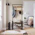 VASAGLE 4-in-1 Hall Tree, Coat Rack Bench with Hooks, Steel and ...