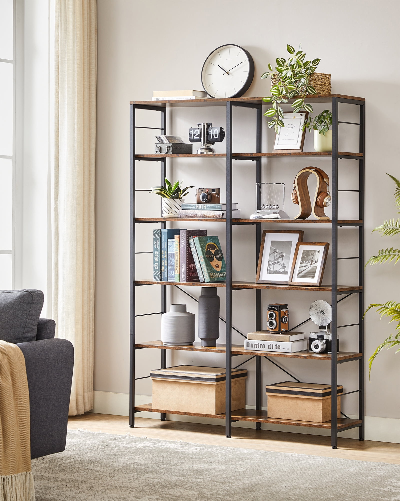 Free Shipping! VASAGLE 6-Tier Tall Bookshelf, Bookcase, Large Metal ...