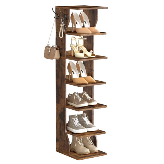 VASAGLE 7-Tier Vertical Shoe Rack, Narrow Shoe Storage Organizer with ...
