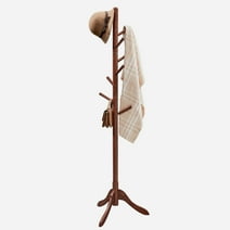 VASAGLE Solid Wood Coat Rack - Tree-Shaped, Free Standing, 8 Hooks, 3 ...