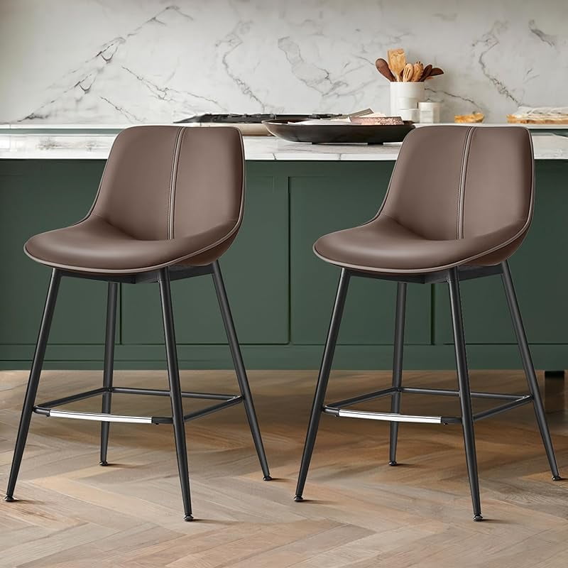 VASAGLE Bar Stools Set of 2, Counter Height Bar Stools with Back ...