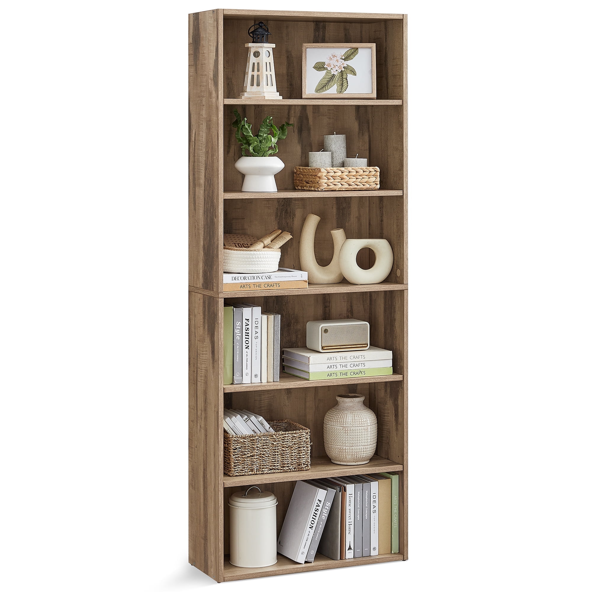 Bookshelf, 23.6 Inches Wide, 6-Tier Open Bookcase with Adjustable ...