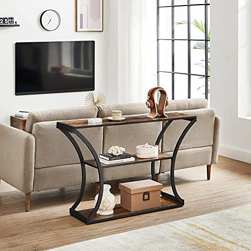 VASAGLE Console Table with Curved Frames and 2 Open Shelves, for ...