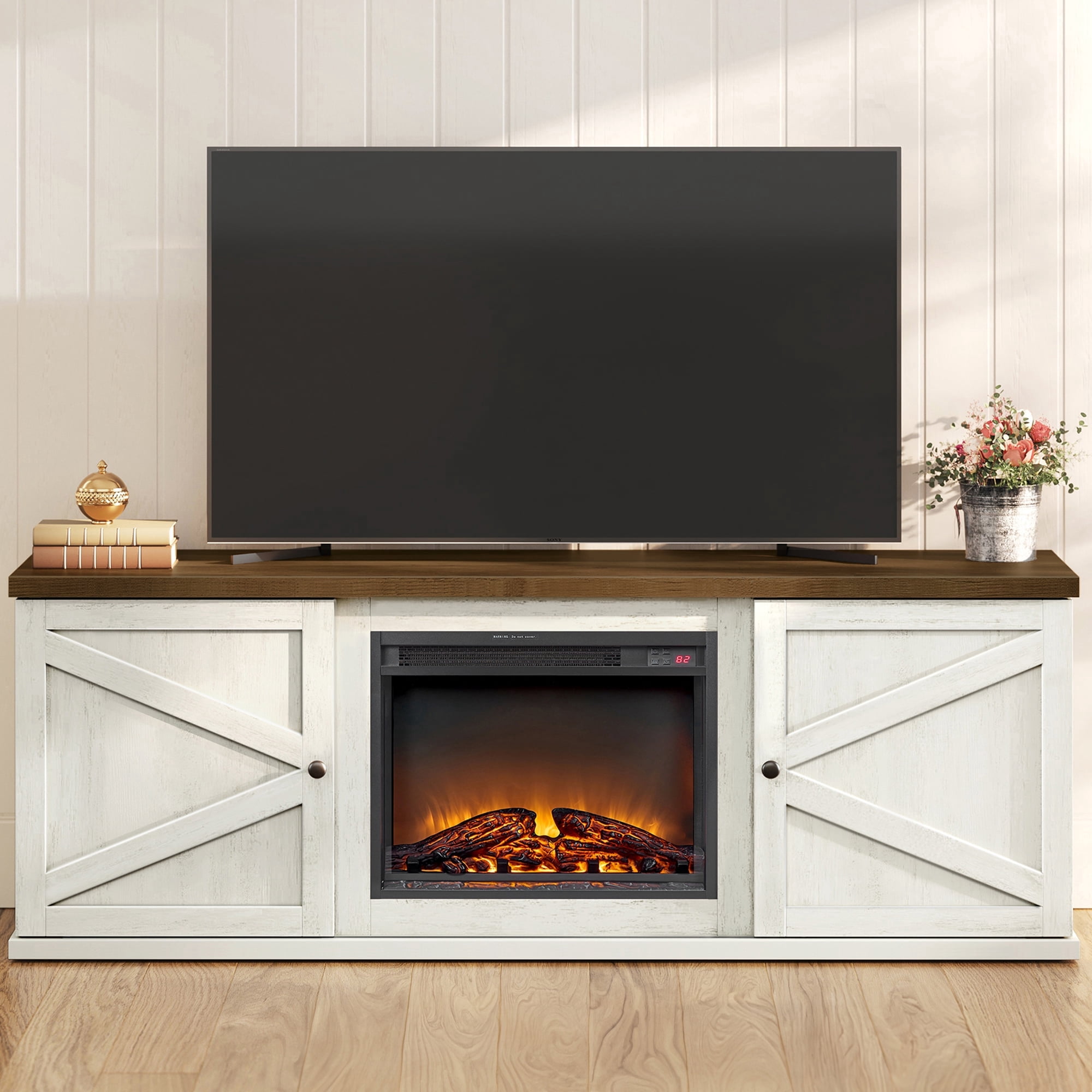 VASAGLE Fireplace TV Stand for TVs up to 80 Inches,18-Inch ELectric ...