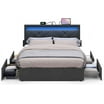 Gyfimoie Queen Size Bed Frame with Charging Station, 4 Storage Drawers ...