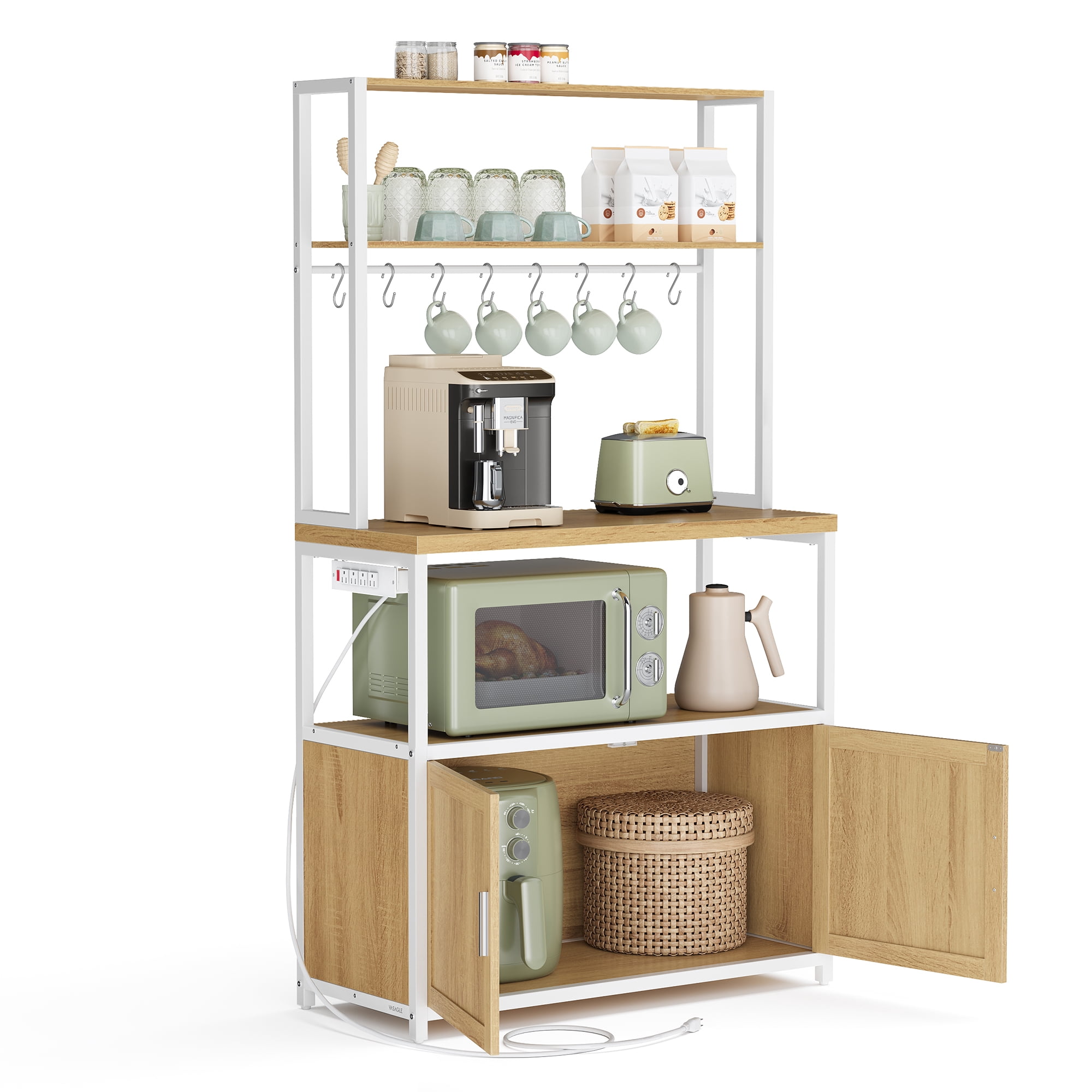 VASAGLE Kitchen Bakers Rack with Power Outlet, Coffee Bar with 35.4 ...