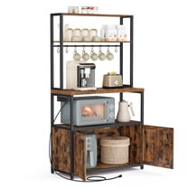 VASAGLE Kitchen Bakers Rack with Power Outlet, Coffee Bar with 35.4 ...